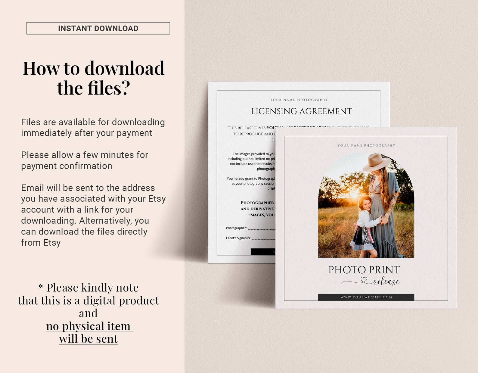 Print Release Template 5x5 Card Photography Release Form - Etsy