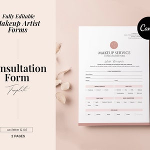 Makeup Artist Client Intake Form, Editable Makeup Service Consultation ...