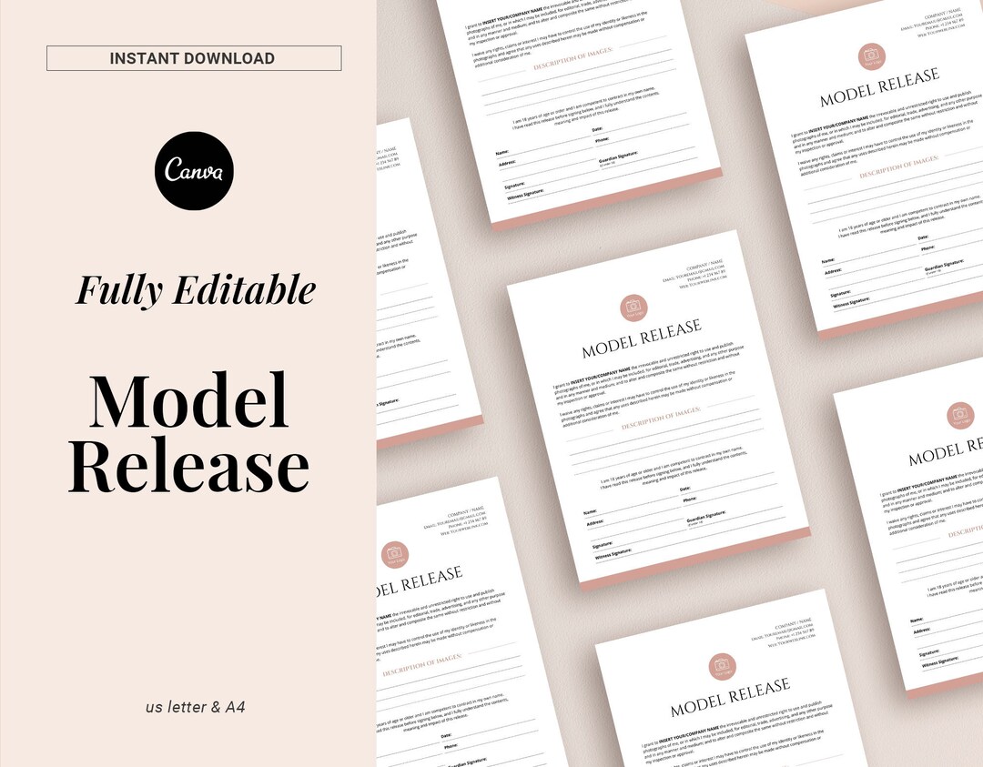 Editable Model Release Template for Photographers, Photography Business Form Minor Release ...