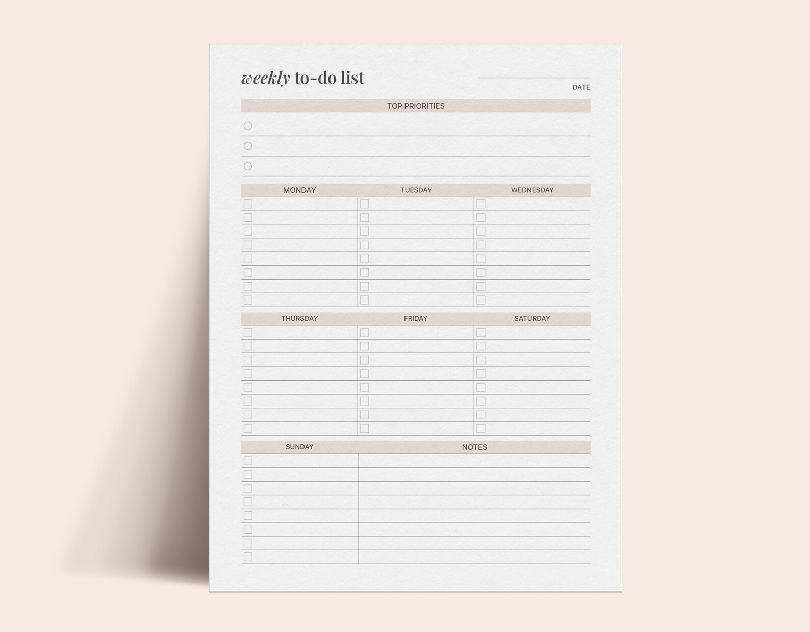 To-do List Printable Weekly Planner Pdf Simple Weekly - Etsy