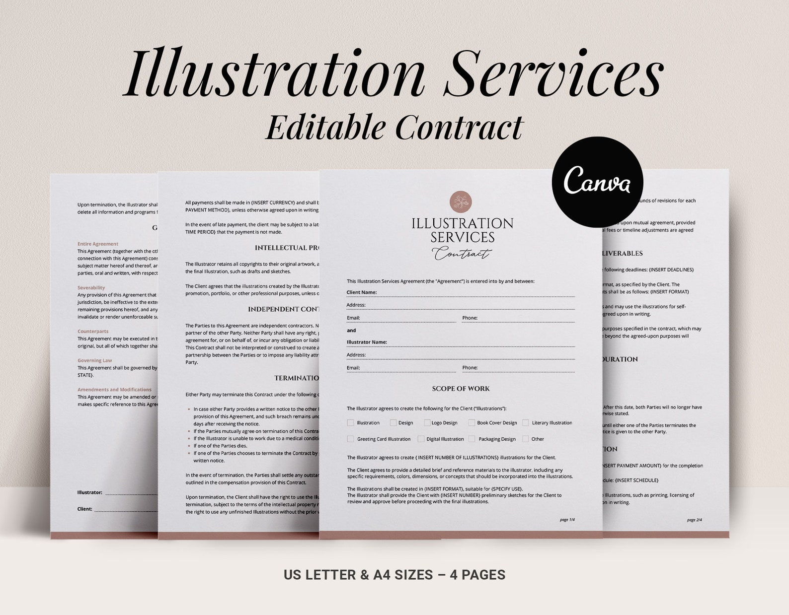 Illustration Services Contract Template, Freelance Illustrator Designer ...