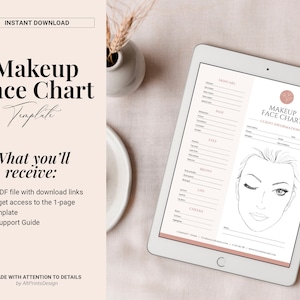 Editable Makeup Artist Face Chart Template, Freelance Artist Form, Makeup Consultation Face ...