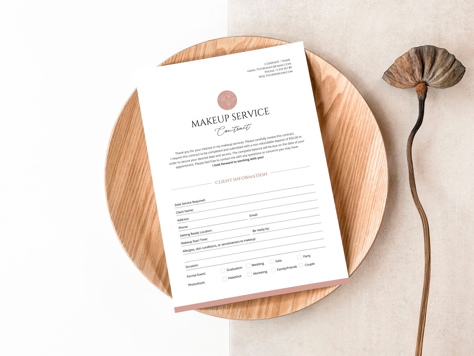 Makeup Artist Contract Template Editable Client Makeup - Etsy