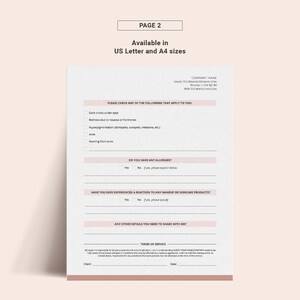 Makeup Artist Client Intake Form, Editable Makeup Service Consultation ...