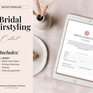 Bridal Hair Contract Template, Canva Template, Editable Hairstyling ...