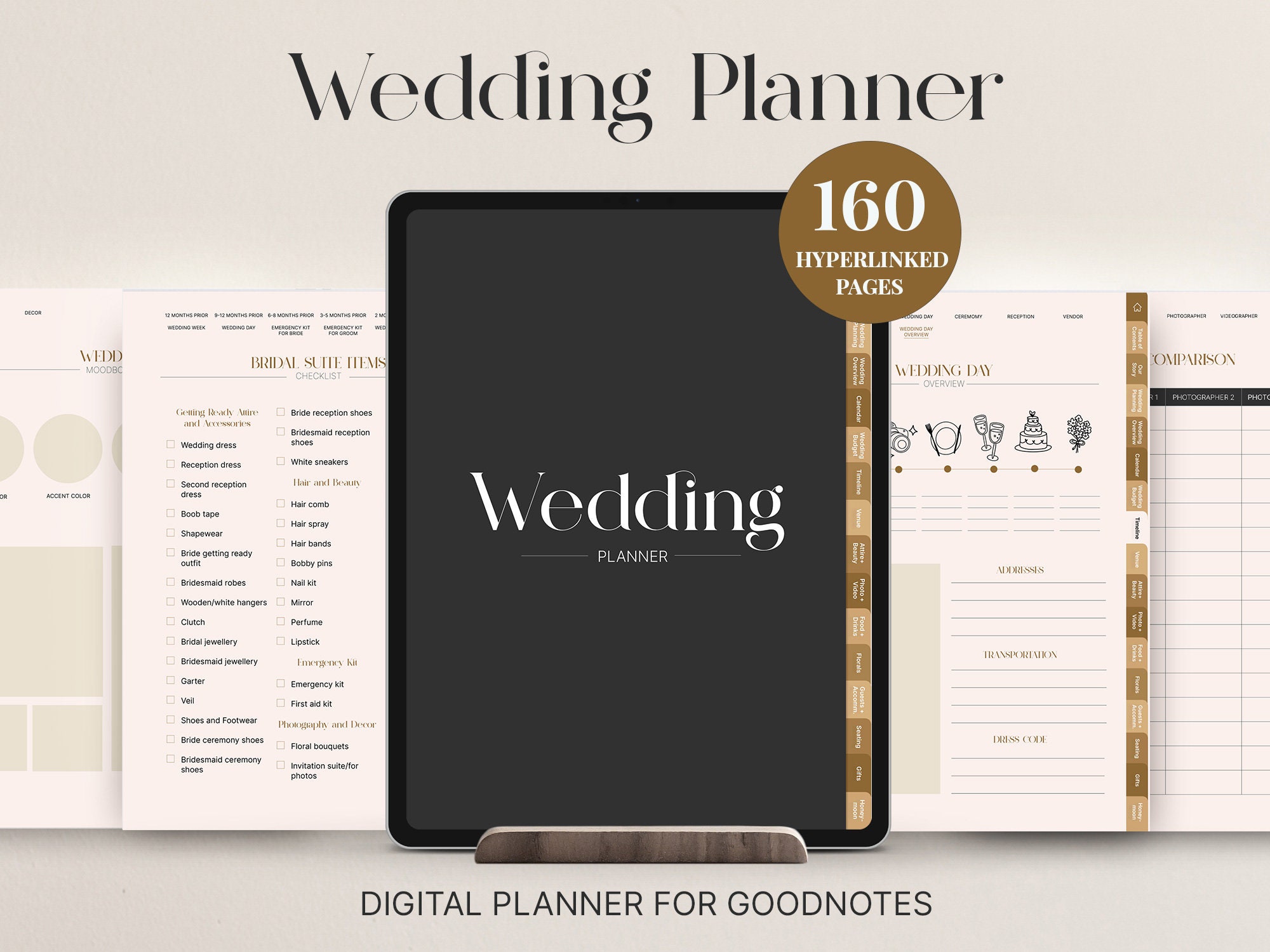 160 Page Wedding Planner for iPad Goodnotes, Minimalist Wedding Digital ...