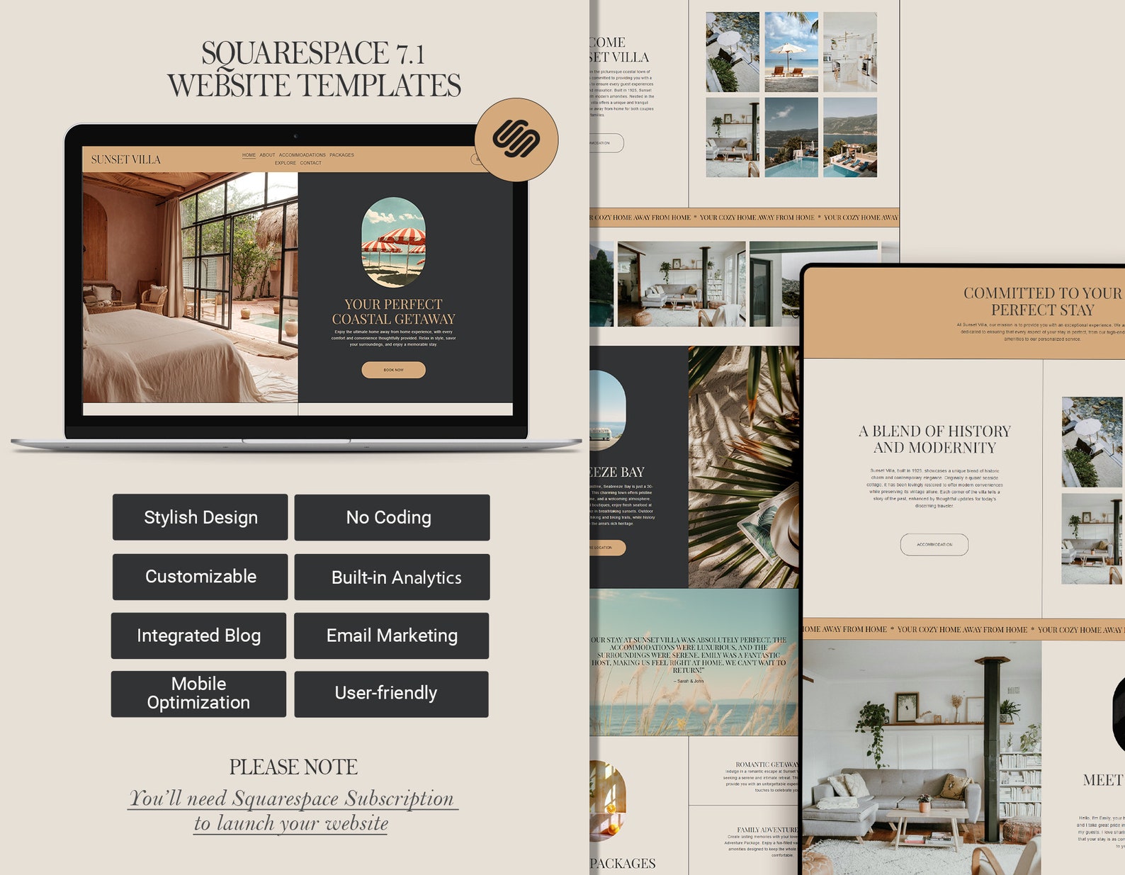 Squarespace Short-term Rentals Website Template, Vacation Rental ...
