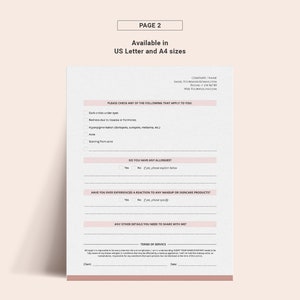 MUA Consultation Form Template, Makeup Artist Client Intake Form ...