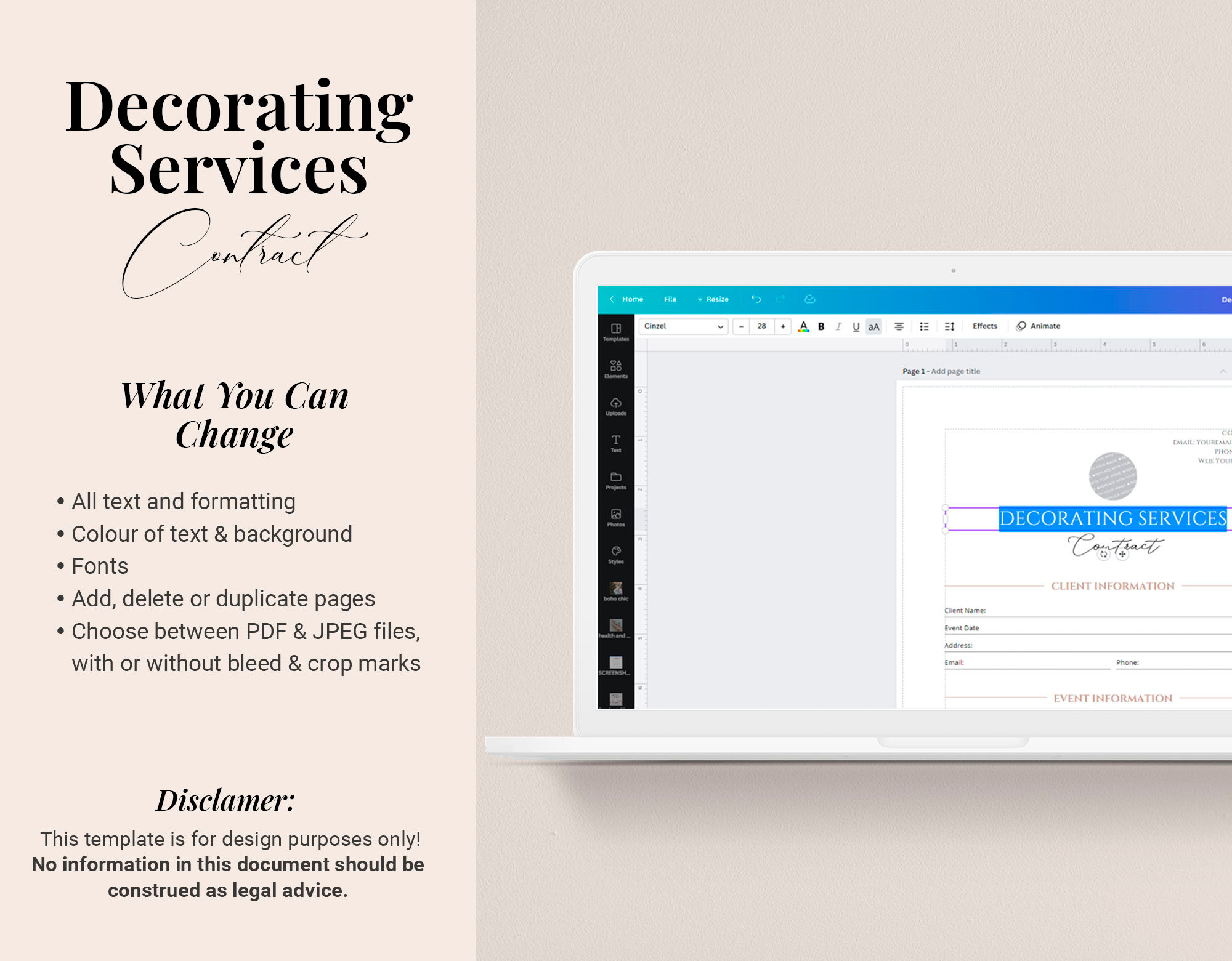 Editable Event Decorating Services Contract Template, Client Service ...