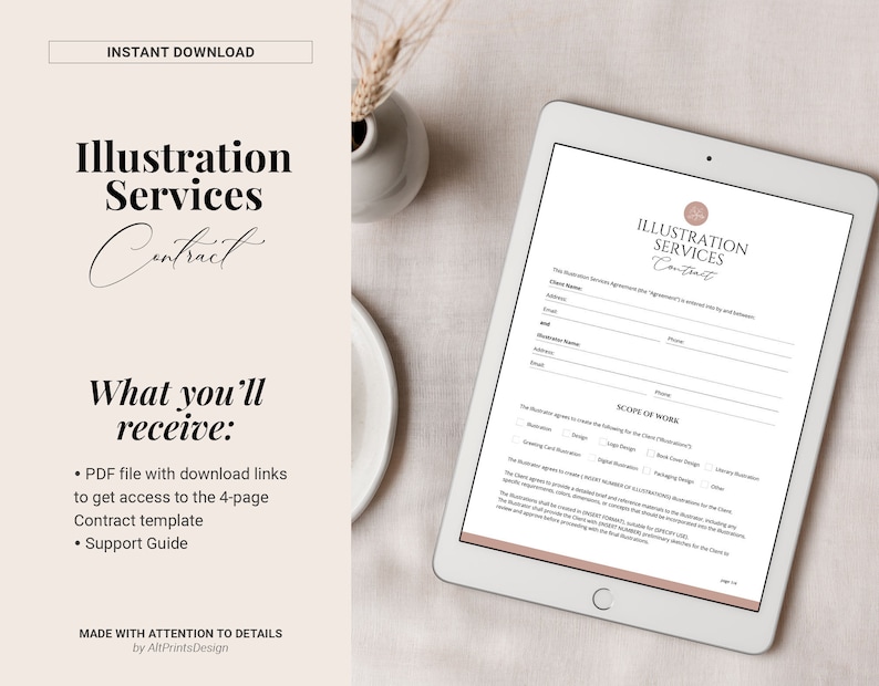Illustration Services Contract Template, Freelance Illustrator Designer ...