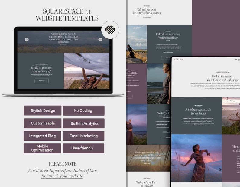 Squarespace Website Template for Wellness Coach, Therapist Squarespace ...