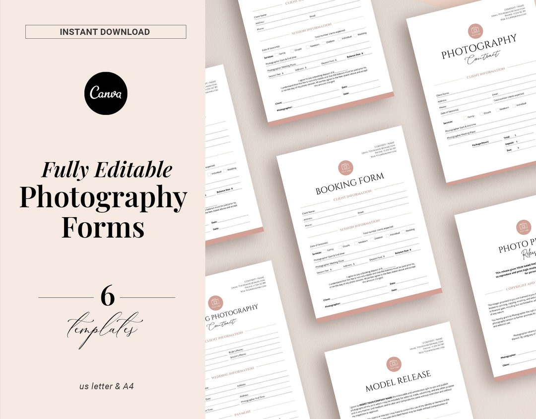 Photography 6 Form Templates Bundle, Wedding Contract, Client Contract ...