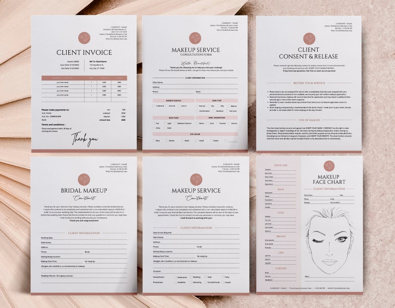 MUA Contract Templates Makeup Artist 6 Forms BUNDLE Bridal - Etsy