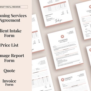 6 Editable Cleaning Services Forms BUNDLE, Cleaning Services Agreement Contract, Client Intake ...