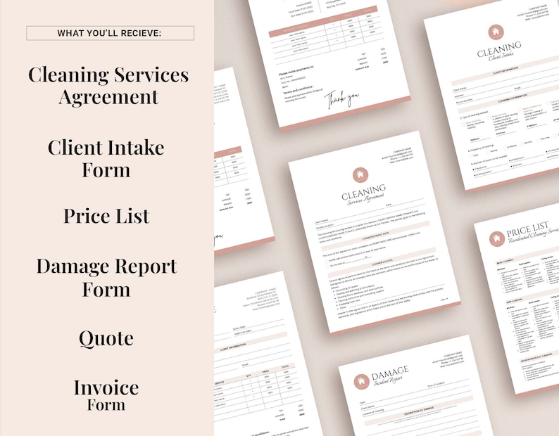 Clean Services BUNDLE 6 Editable Cleaning Services Forms - Etsy