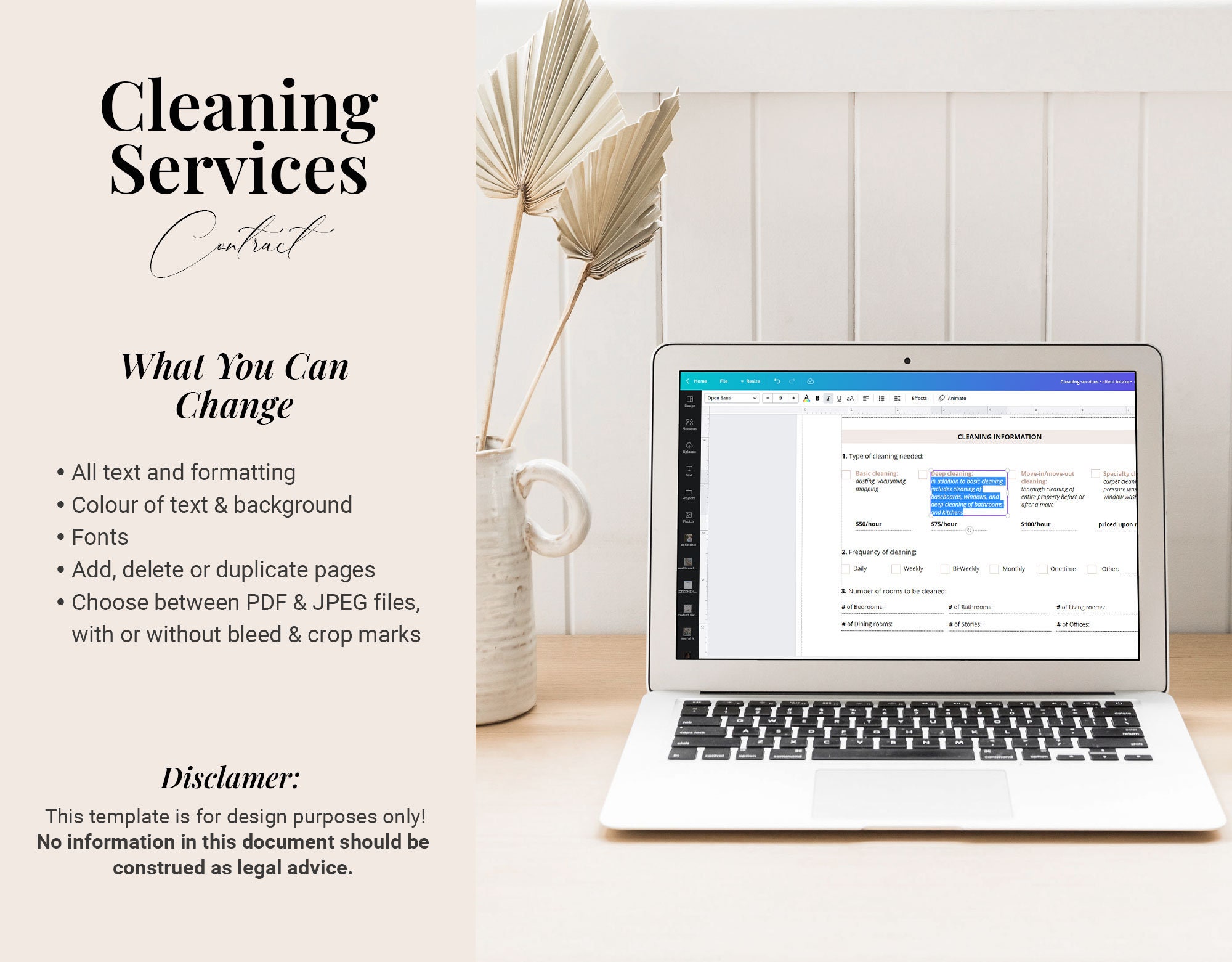 Editable Client Intake Form Template, Cleaning Service Business Form ...