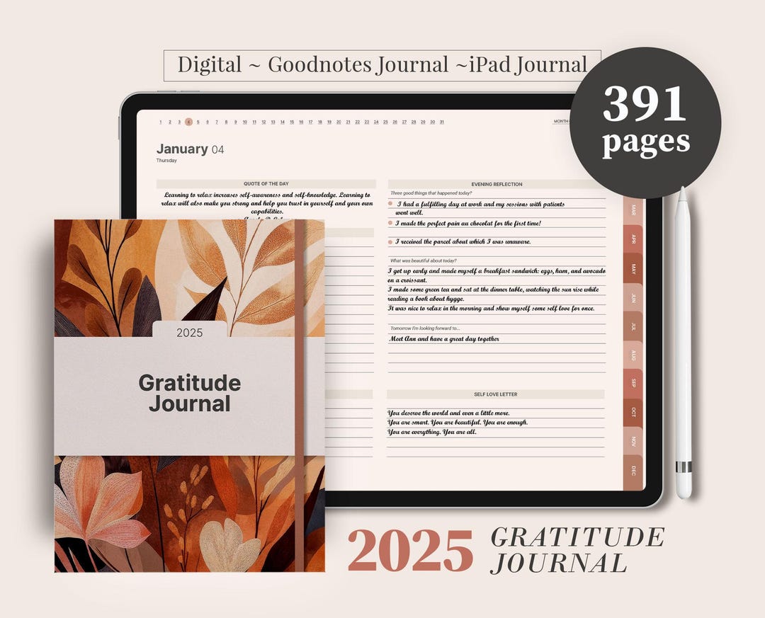 Digital Gratitude Journal 2025 PDF – Daily Gratitude Planner for iPad ...