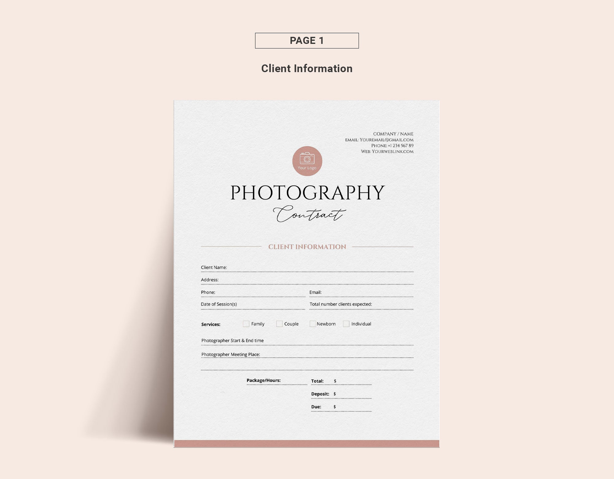 Photography Client Contract Template, Editable Client Agreement for ...
