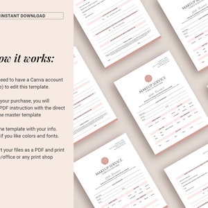 Makeup Artist Client Intake Form, Editable Makeup Service Consultation ...