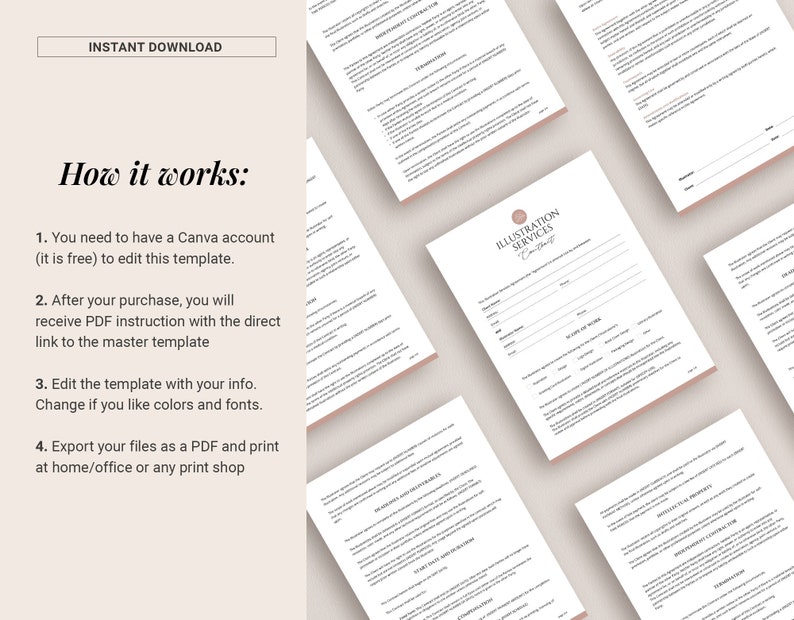Illustration Services Contract Template, Freelance Illustrator Designer ...