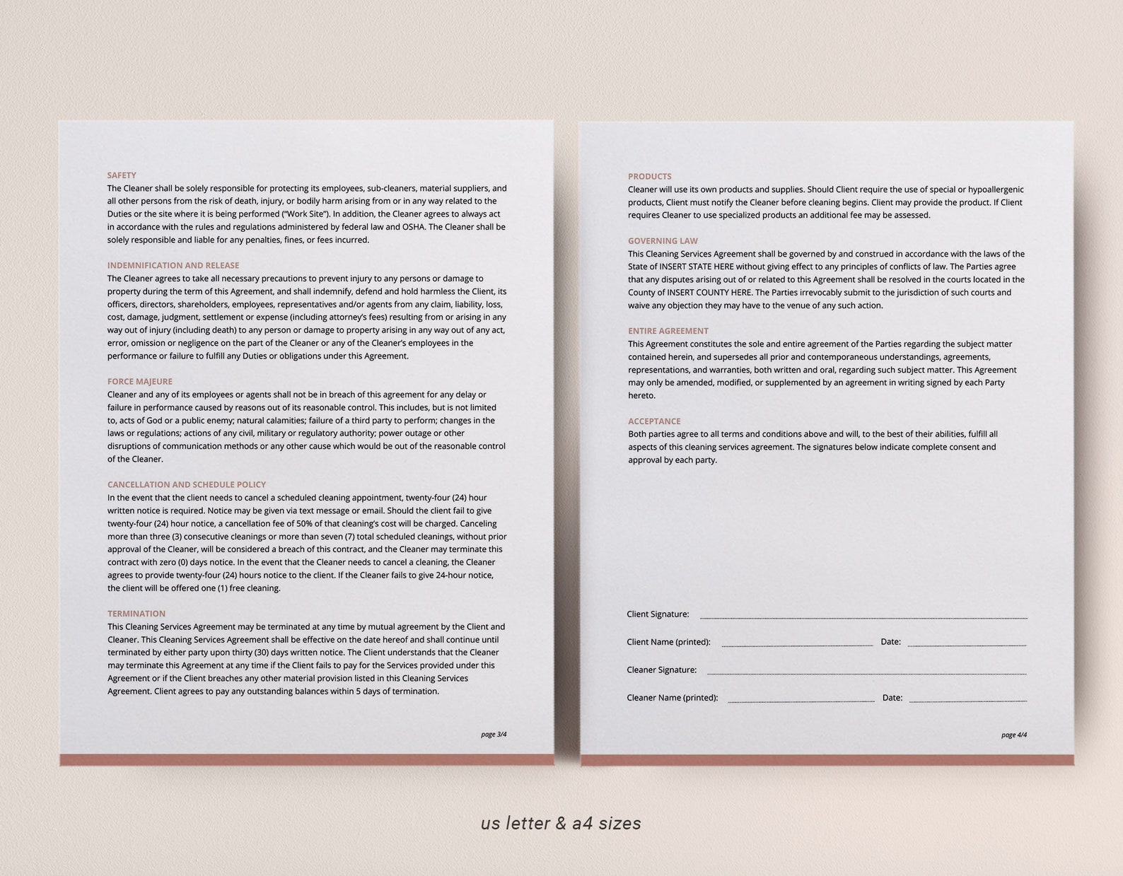 Editable Cleaning Contract Template, Cleaning Services Agreement ...