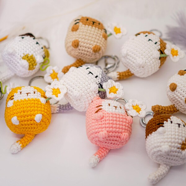 Crochet Cute Cat Keychain - Etsy
