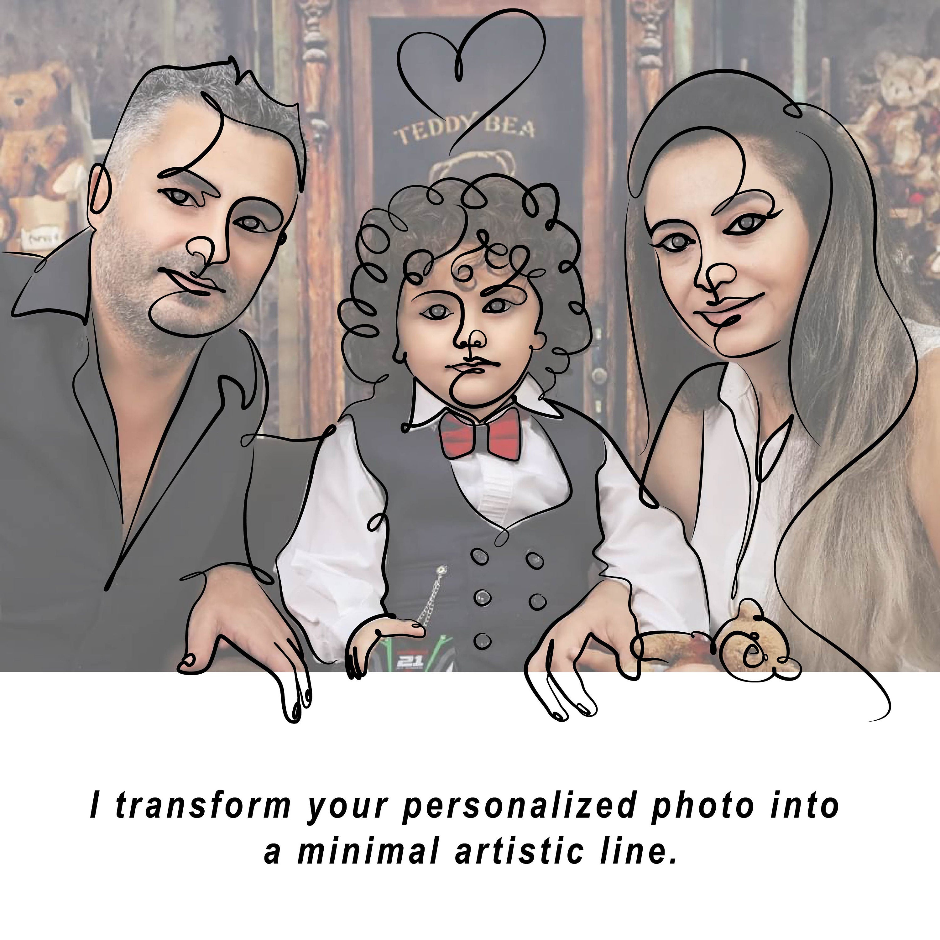 Family One Line Drawing, Abstract Family One Line, One Line Art Drawing ...