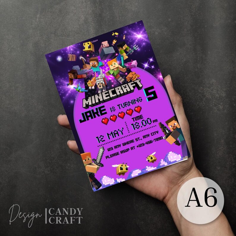 Editable Minecraft Birthday Invitation, Minecrafter Birthday ...