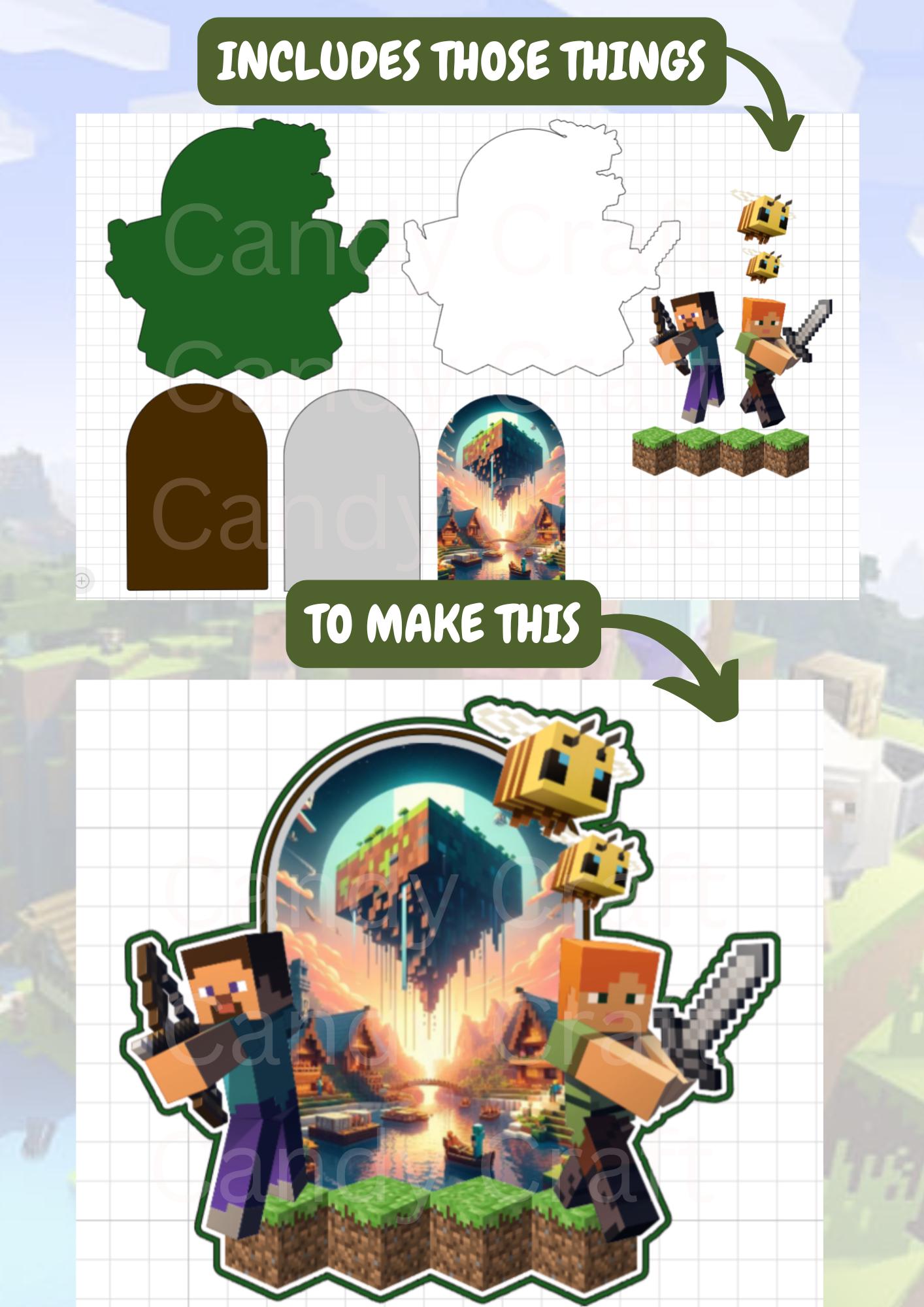 MINECRAFT Cake Topper Digital File SVG, Minecraft Birthday GUIDE to ...