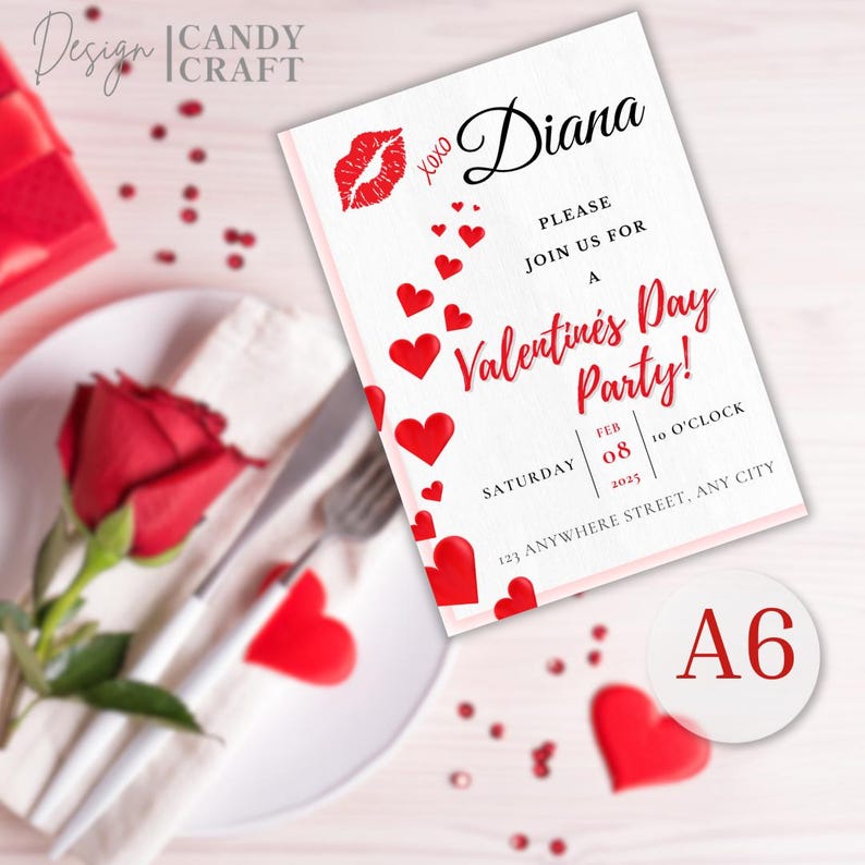 Editable Valentine's Day Invitation, Valentine's Party Invitation ...