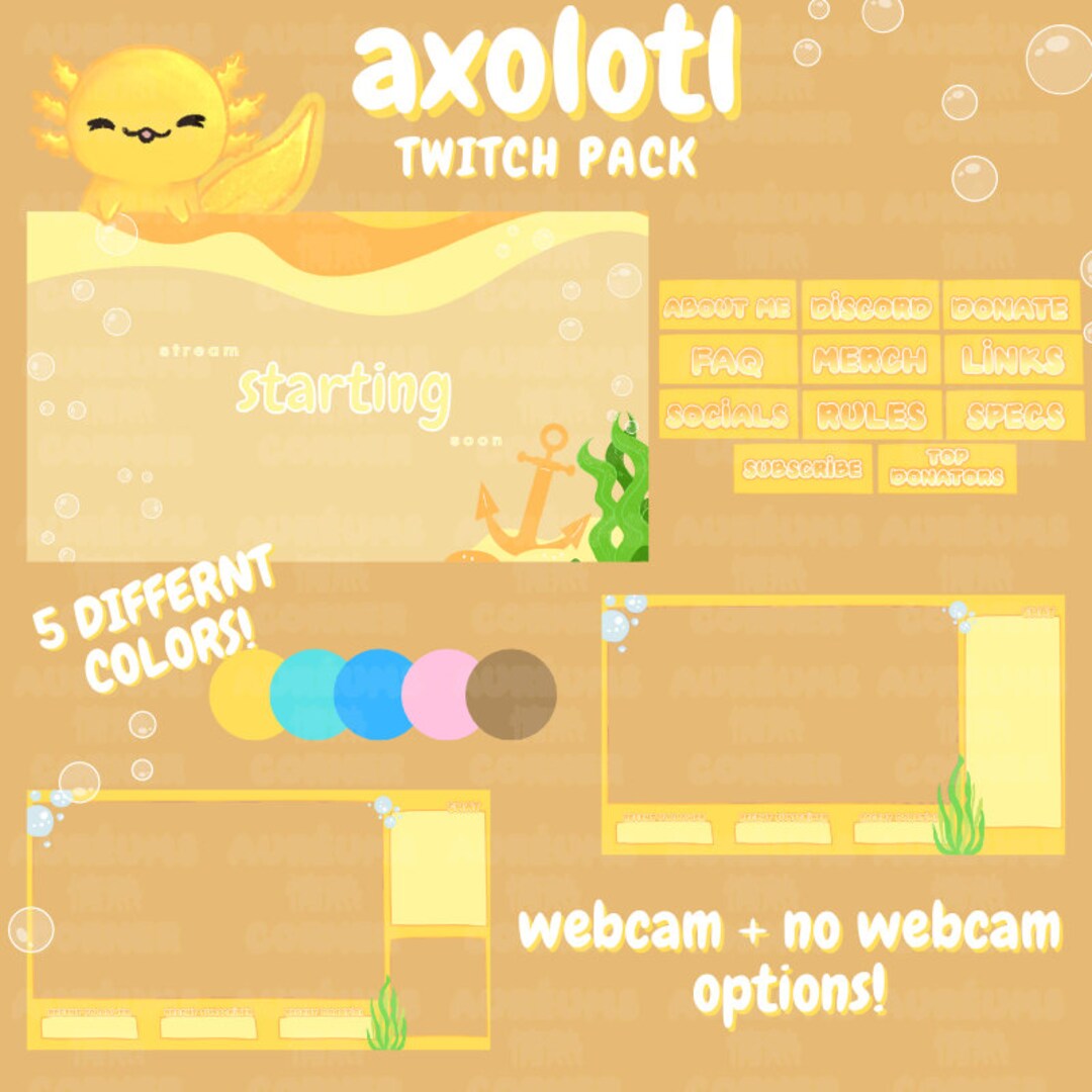 Twitch Overlay Axolotl Pack - Etsy