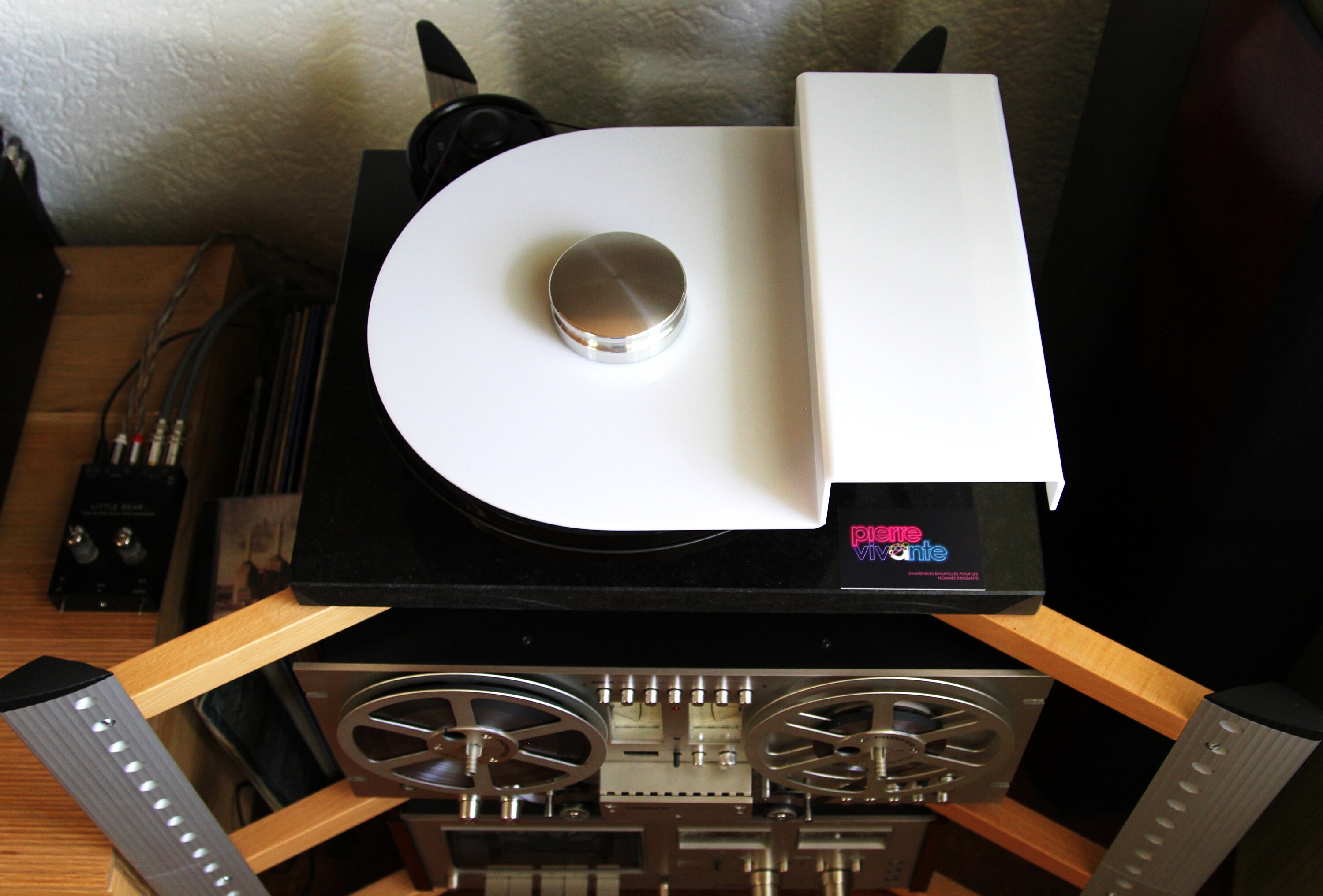 PIERRE VIVANTE ® DESIGN Record Player Cover Turntable Dustcover White ...