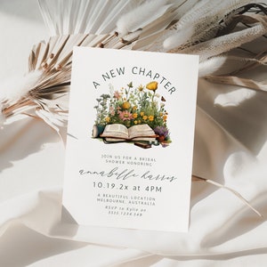 A New Chapter Bridal Shower Invitation, Wedding Shower, Floral, Book ...