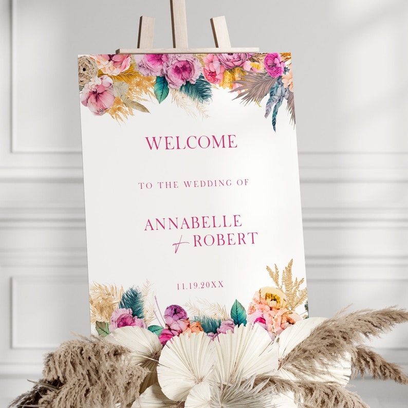 Wedding Welcome Sign Template Download Colorful Printable - Etsy