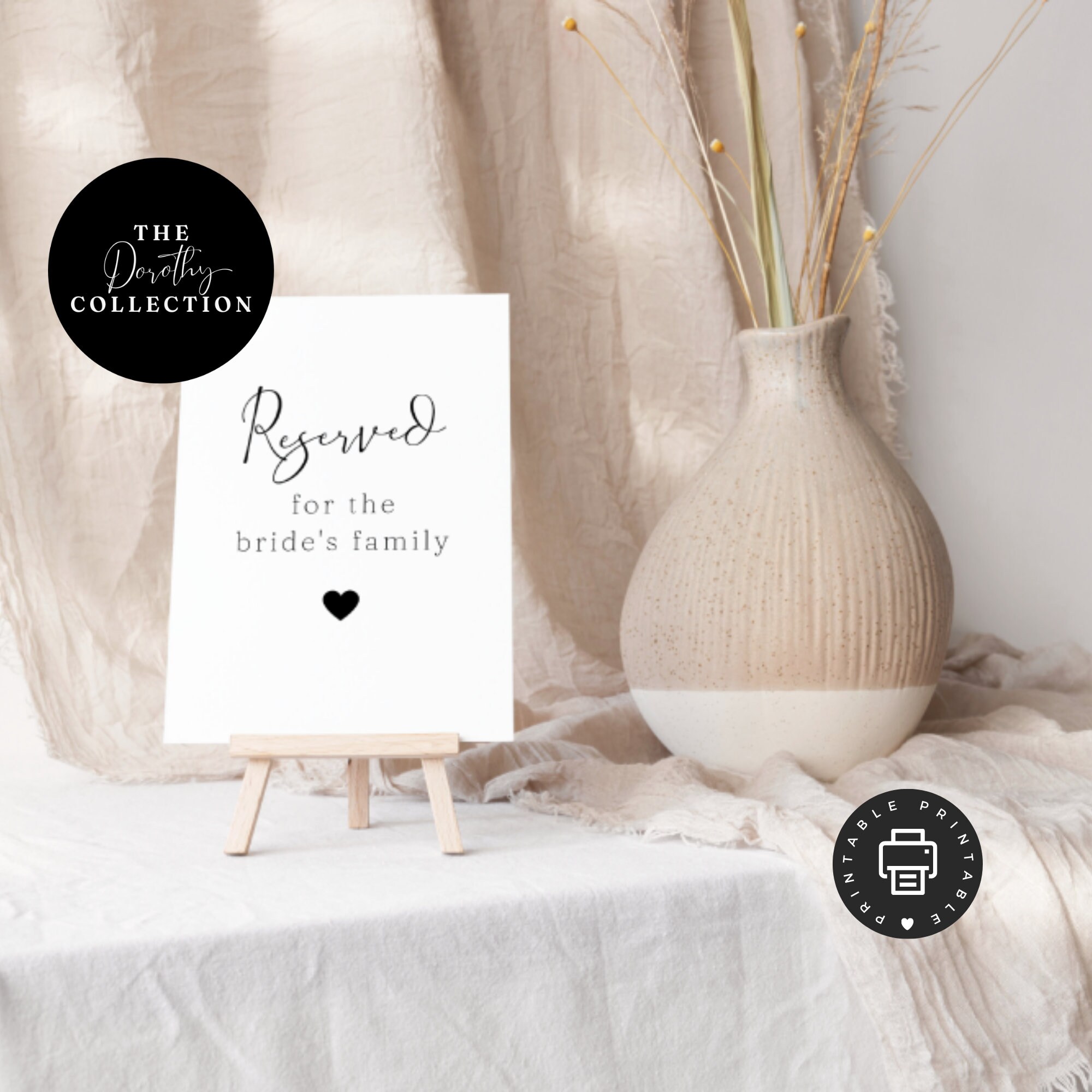 Reserved Table Sign Template Printable, Reserved Seating, Bride's ...