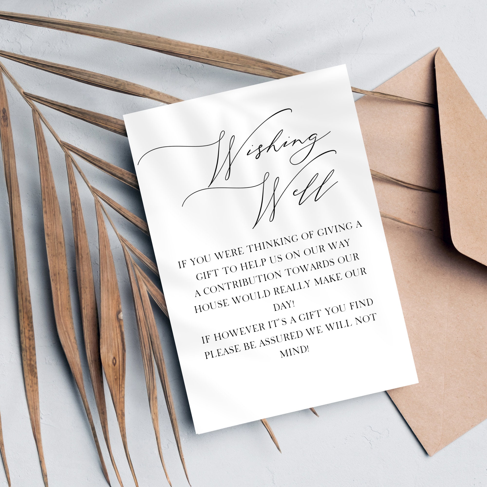 Modern Wishing Well Card Template, Minimalist, Digital, Enclosure Card ...