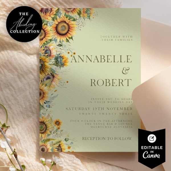 Rustic Sunflower Wedding Invitation - Etsy