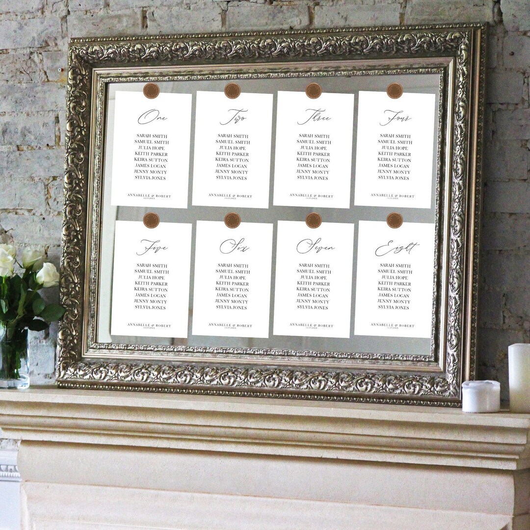 4x6 Wedding Seating Chart Template Calligraphy for Mirror - Etsy