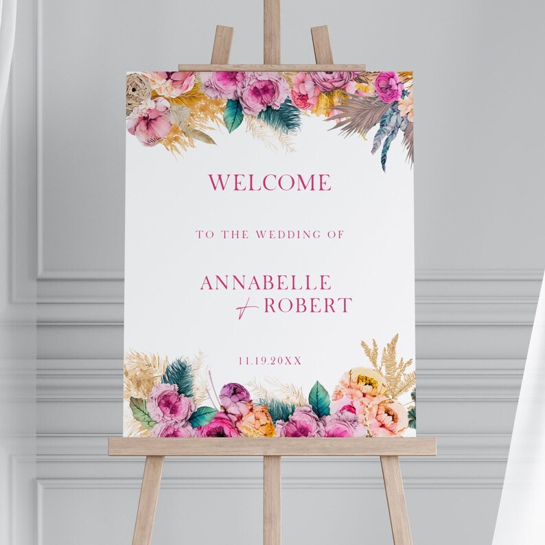 Wedding Welcome Sign Template Download Colorful Printable - Etsy