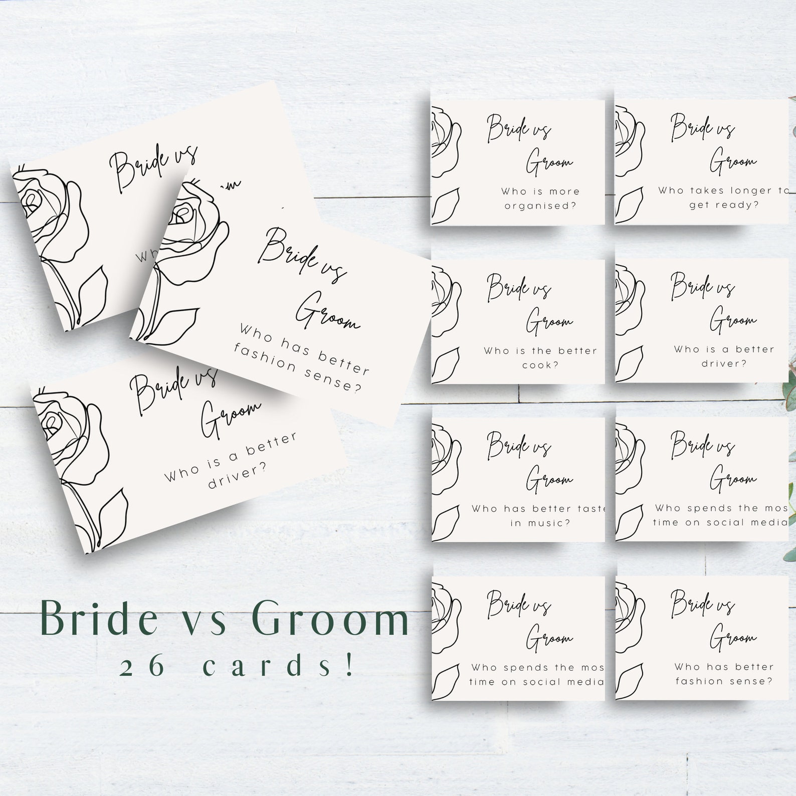 Wedding Ice Breaker Cards Bundle, Conversation Starter, Reception Guest ...