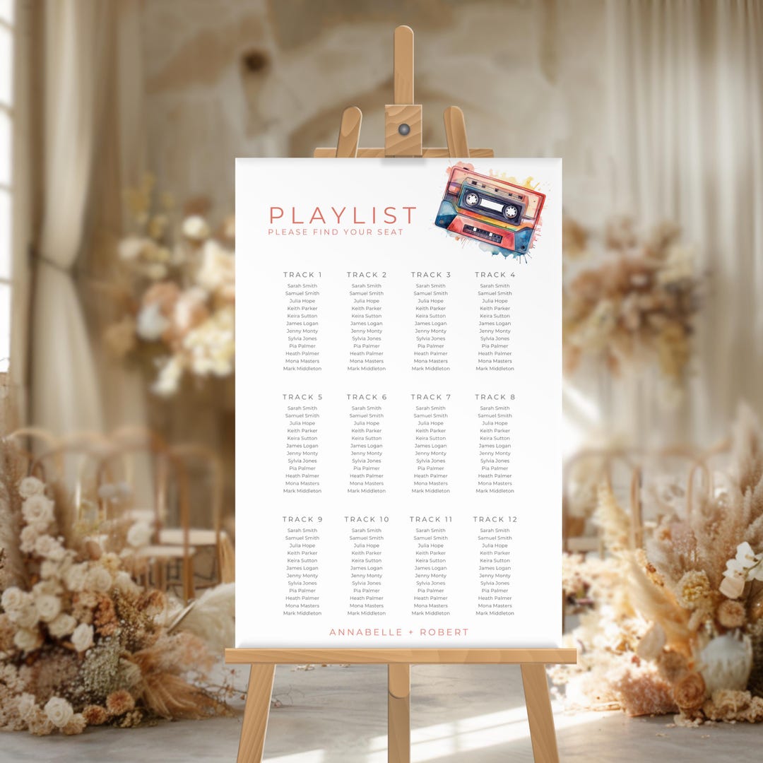 Music Theme Wedding Seating Chart Template Calligraphy, Wedding ...