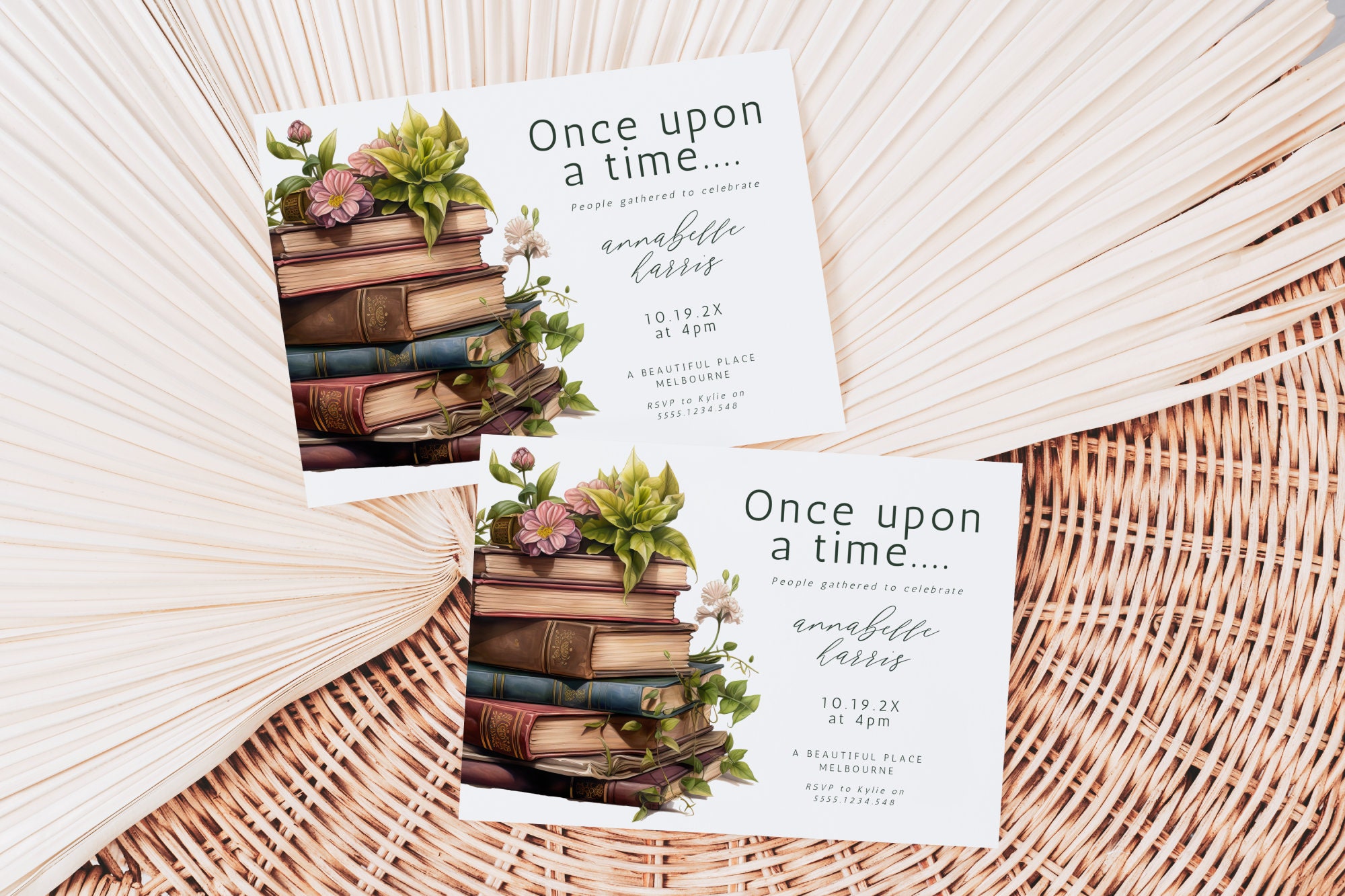 Book Theme Bridal Shower Invite, Once Upon A Time, Wedding Shower, Floral, Instant Download ...