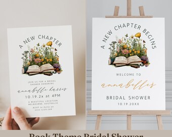 A New Chapter Bridal Shower Invitation, Wedding Shower, Floral, Book ...