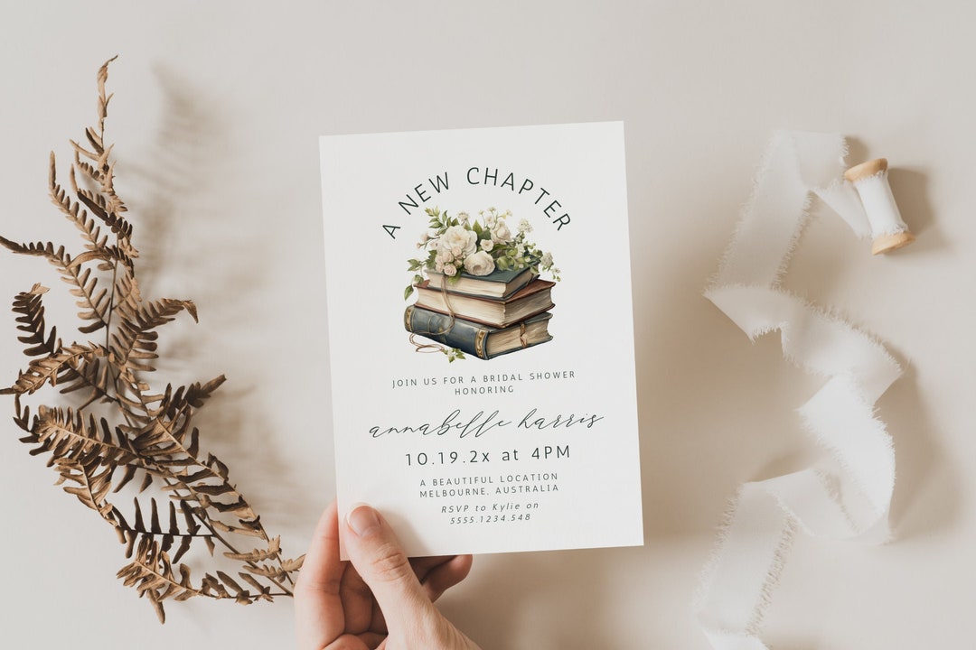 A New Chapter Bridal Shower Invitation, Wedding Shower, Floral, Book ...