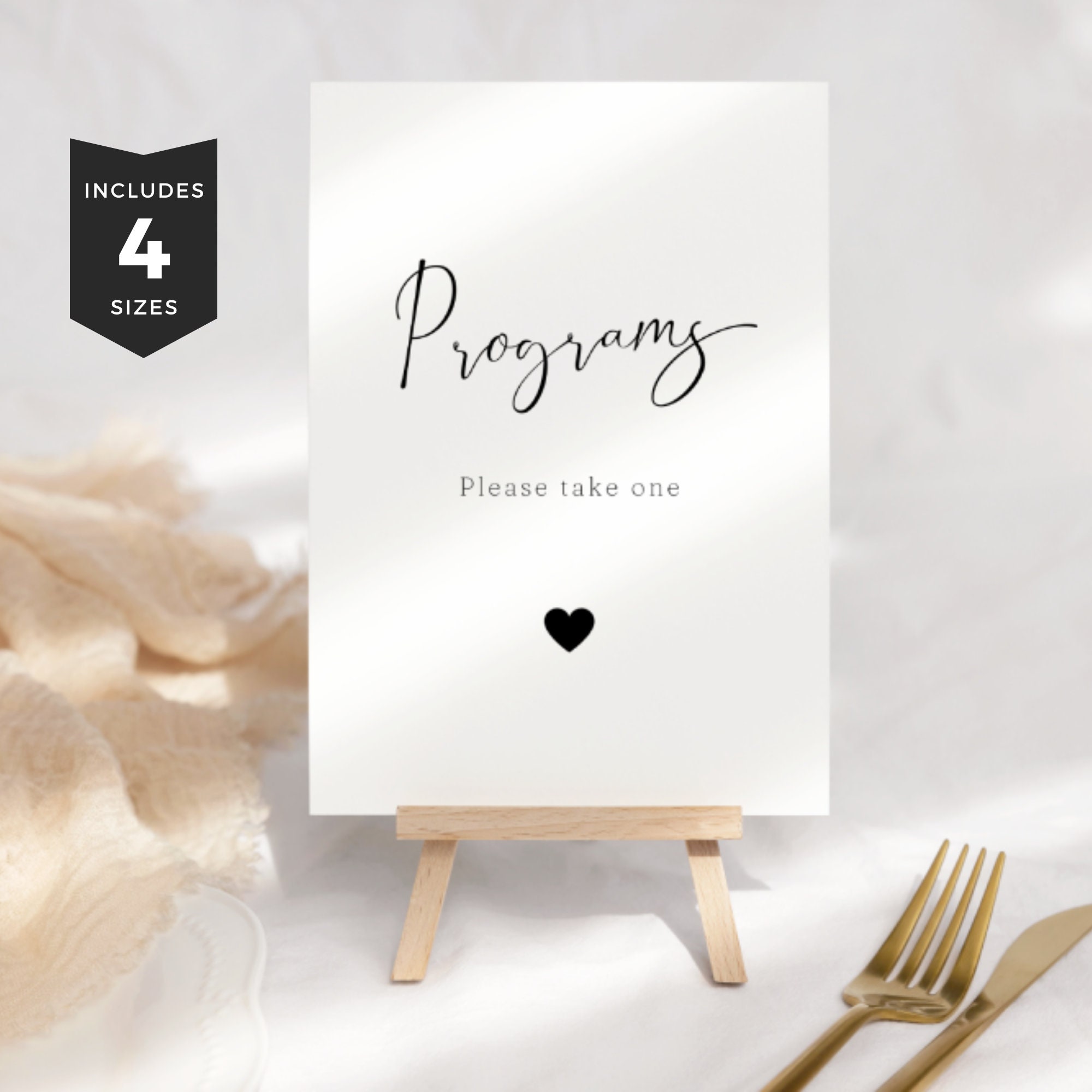 Wedding Ceremony Program Sign, Printable Wedding Sign, Modern ...