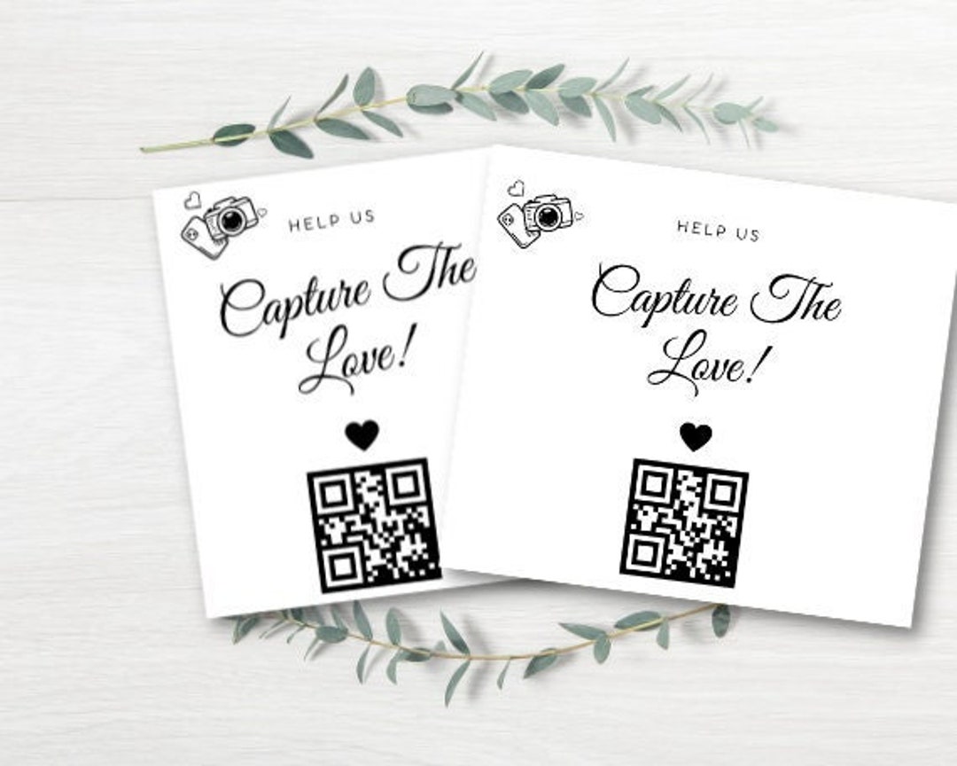 Capture the Love QR Code Sign, Share the Love QR Code Sign, Wedding ...