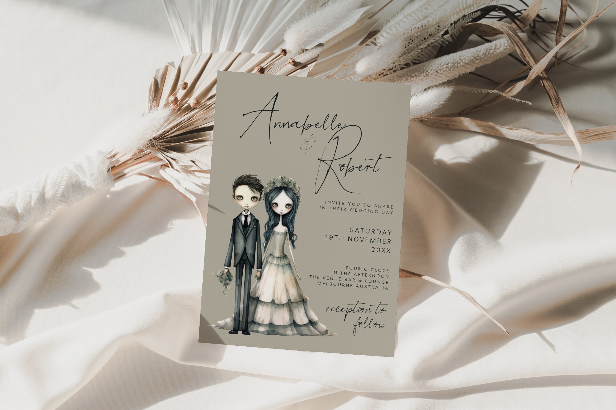 Emo Wedding Invitation, Dark and Moody, Gothic Bride, Quirky, Halloween ...