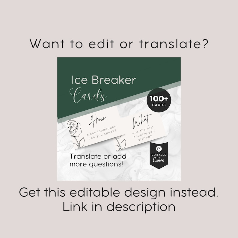 Wedding Ice Breaker Cards Bundle, Conversation Starter, Reception Guest ...
