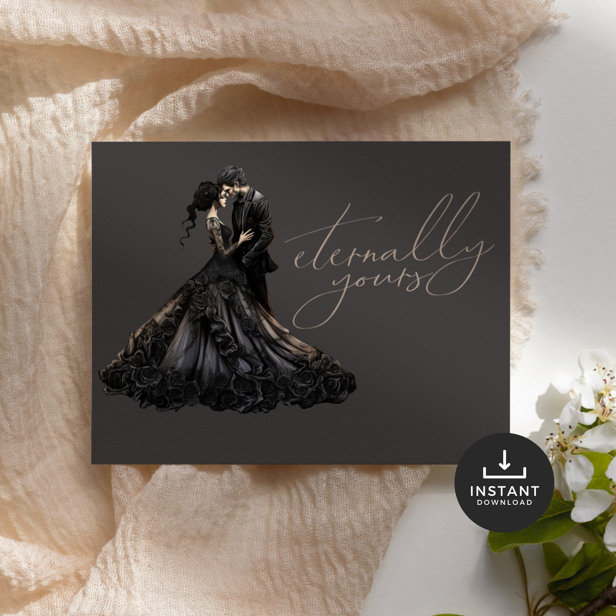 Gothic Wedding Anniversary Card, Eternally Yours, Dark and Moody ...