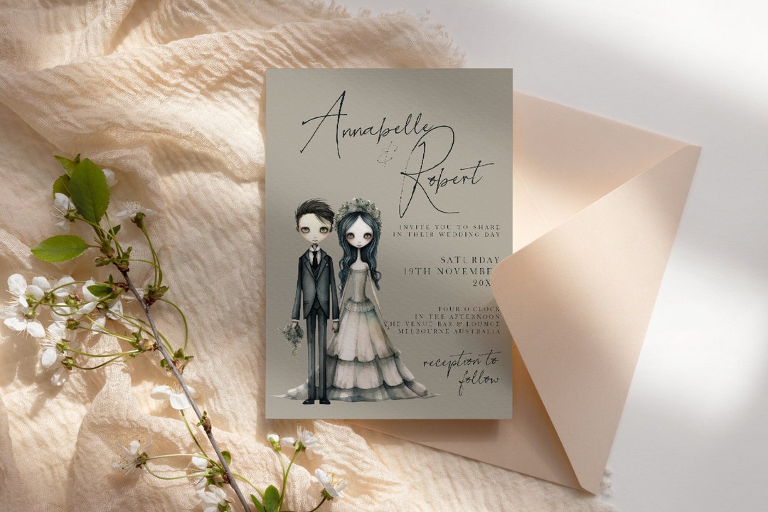 Emo Wedding Invitation Dark and Moody Gothic Bride Quirky - Etsy